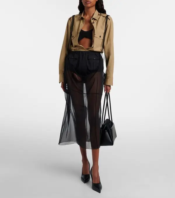 Prada Oversized Silk Crepe De Chine Bra Top