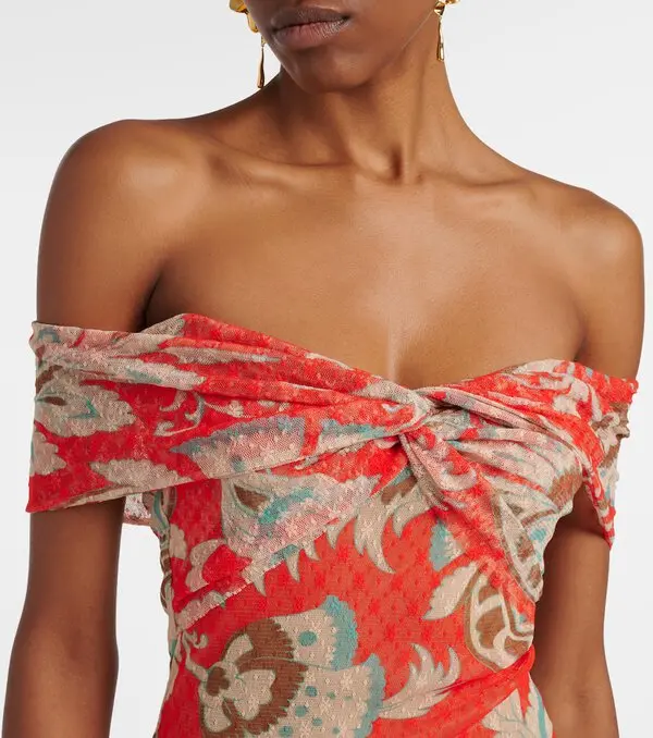 Etro Printed Off-shoulder Gown