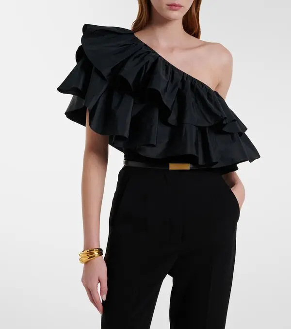 Max Mara Orca Ruffled One-shoulder Top