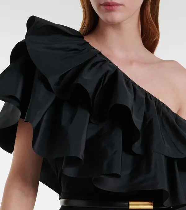 Max Mara Orca Ruffled One-shoulder Top
