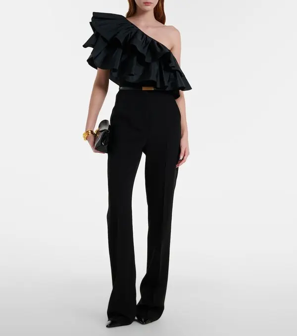 Max Mara Orca Ruffled One-shoulder Top