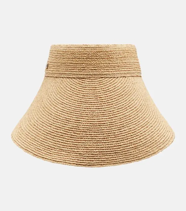 Chloé Silk-trimmed Raffia Visor - Multicoloured