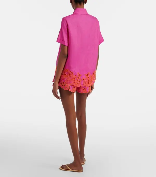Farm Rio Embroidered Linen Shorts