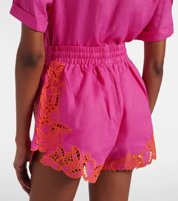 Farm Rio Embroidered Linen Shorts