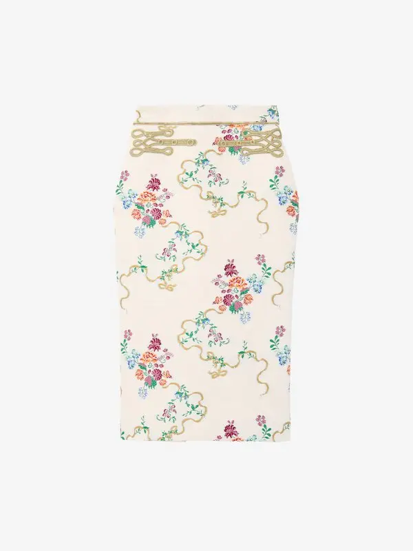 Alexander McQueen Floral Fil Coupé Pencil Skirt - Multicolor