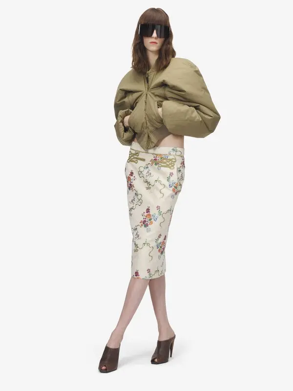 Alexander McQueen Floral Fil Coupé Pencil Skirt