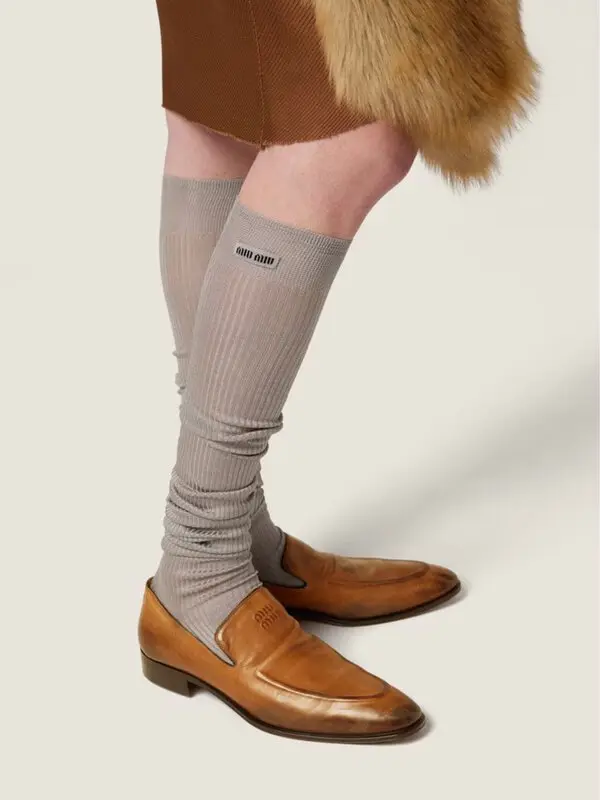 Miu Miu Leather Loafers - Brown