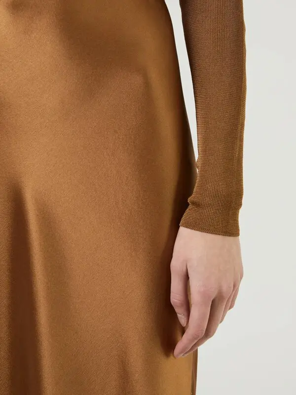 Saint Laurent Silk Satin Slip Skirt - Brown