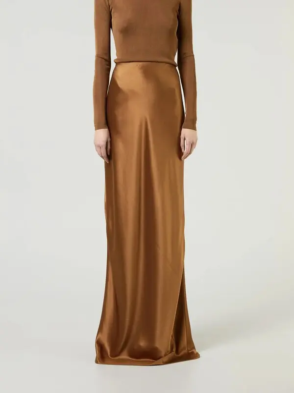 Saint Laurent Silk Satin Slip Skirt - Brown