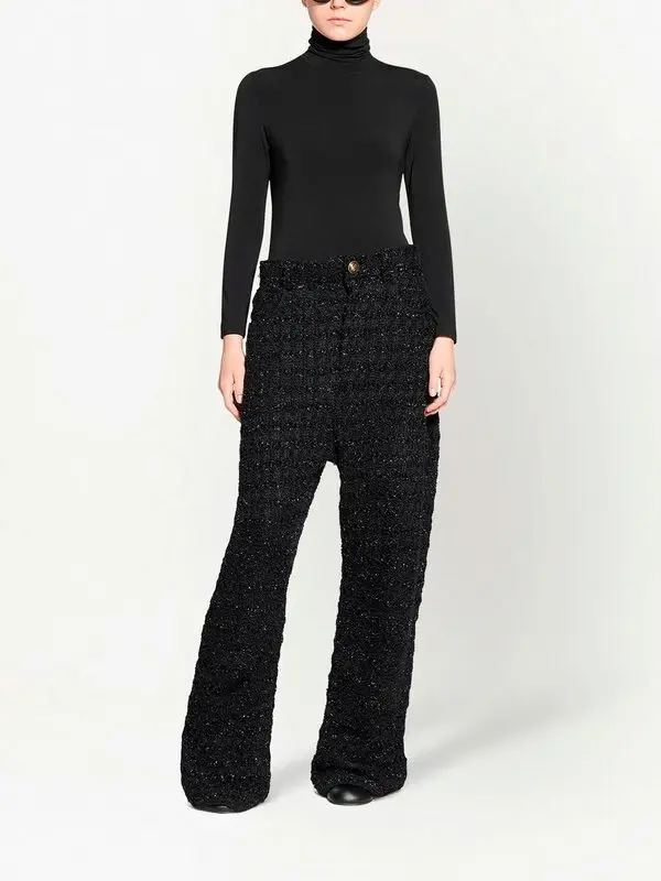 Balenciaga Large Baggy Wool Tweed Knit Trousers