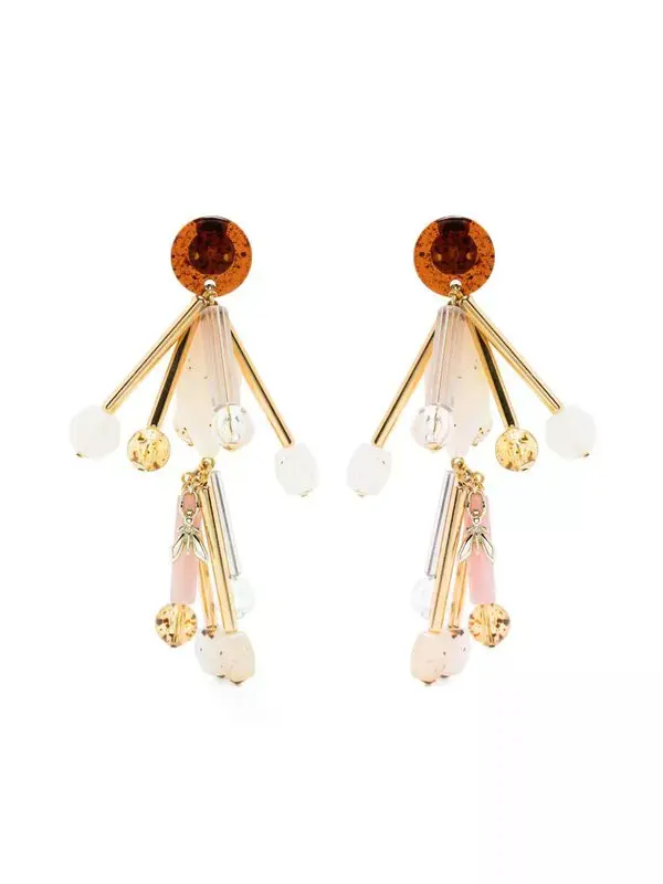 Patrizia Pepe Bead-embellished Clip-on Earrings - Neutrals