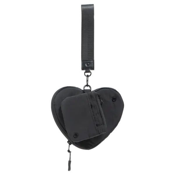 Joan & David The Hold-all Sport Nylon 3 Piece Set Heart Zip Pouch, Card Case & Lanyard Key Chain - Black