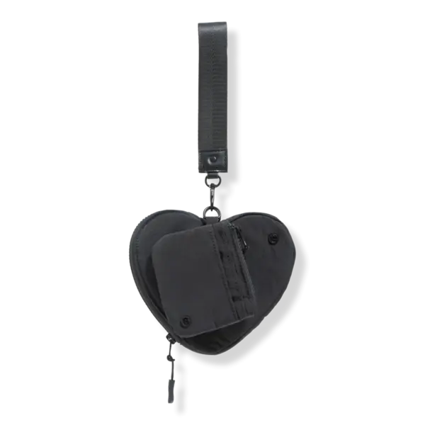 Joan & David The Hold-all Sport Nylon 3 Piece Set Heart Zip Pouch, Card Case & Lanyard Key Chain - Black
