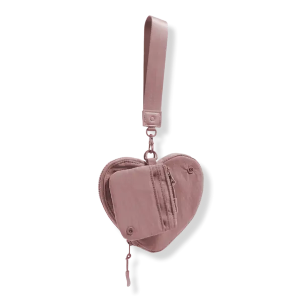 Joan & David The Hold-all Sport Nylon 3 Piece Set Heart Zip Pouch, Card Case & Lanyard Key Chain - Blush