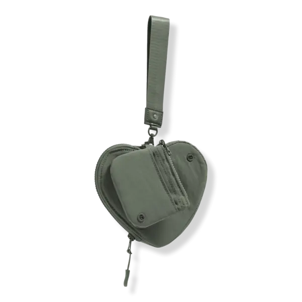 Joan & David The Hold-all Sport Nylon 3 Piece Set Heart Zip Pouch, Card Case & Lanyard Key Chain - Sage