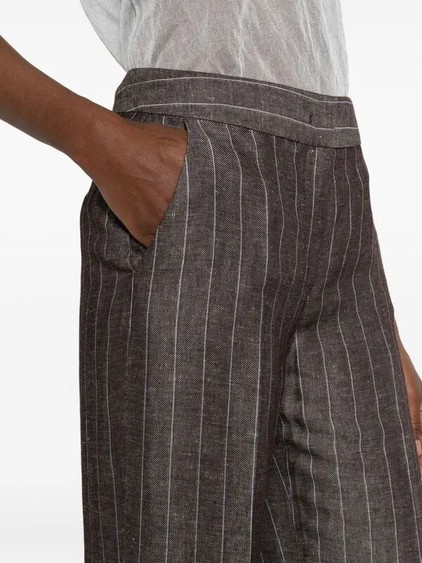 VIA MASINI 80 Pinstriped Trousers - Brown