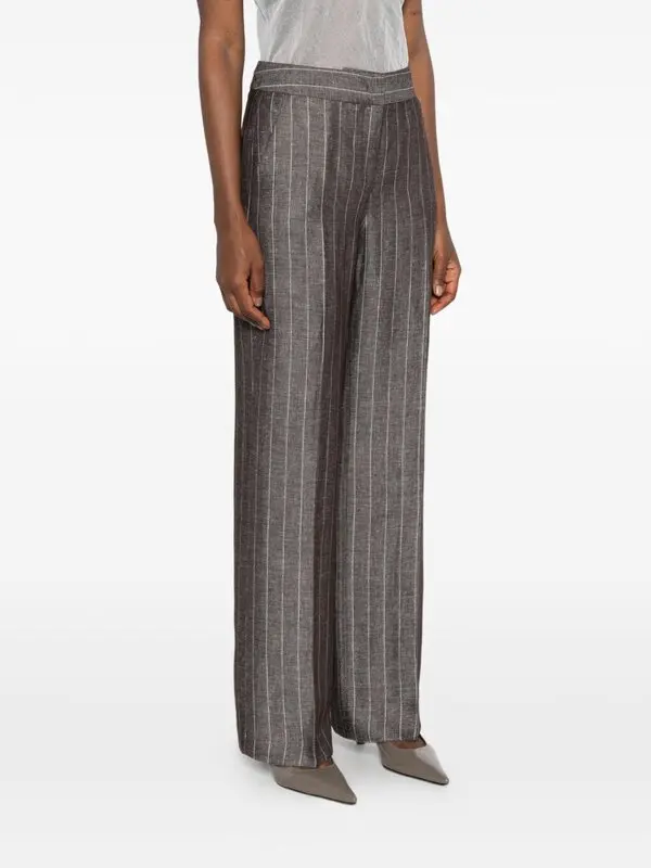 VIA MASINI 80 Pinstriped Trousers - Brown