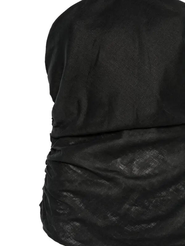 SEMICOUTURE Becka Linen Halterneck Top - Black