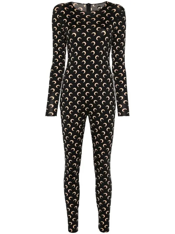 MARINE SERRE Moon Printed Catsuit - Black