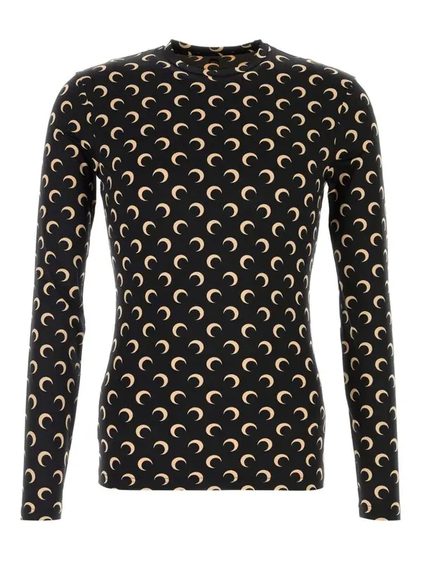 MARINE SERRE Moon Crewneck Top - Black