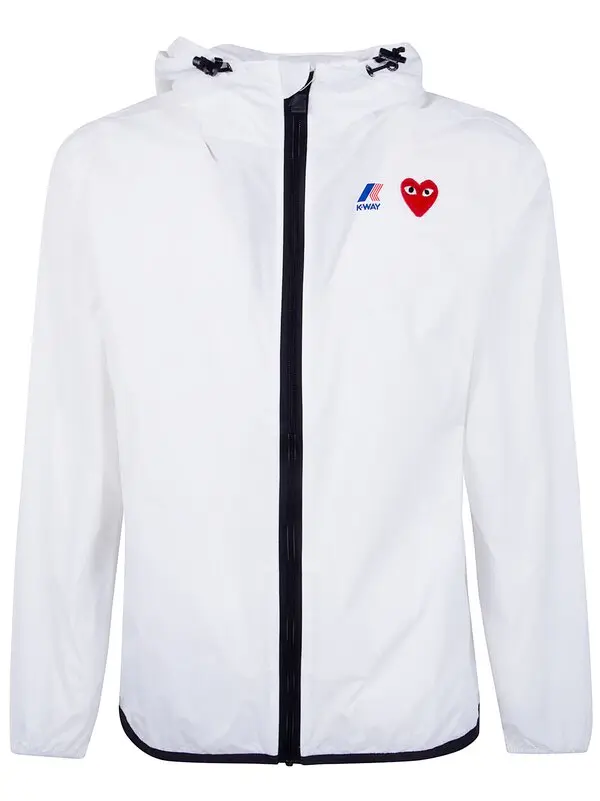Play Comme Des Garcon K-way Full Zip Jacket With Emblem - White