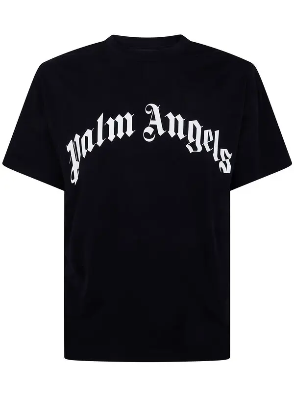 Palm Angels Curved Logo Regular Tee - Black