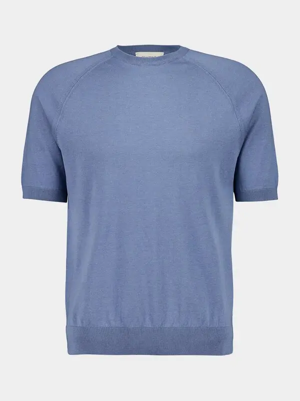 PIACENZA CASHMERE 1733 Cotton Short-sleeve Jumper - Blue