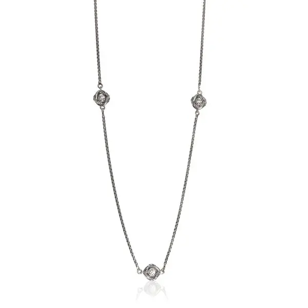 David Yurman Sterling Silver Diamond Infinity Station Necklace - Sterling_silver