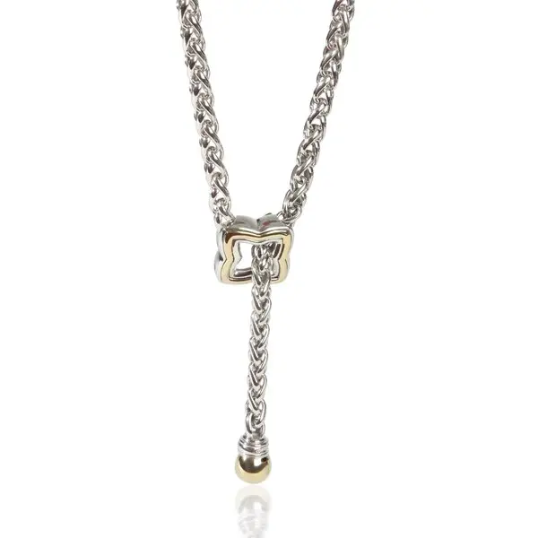 David Yurman Yellow Gold & Sterling Silver Quatrefoil Lariat Necklace - Yellow_gold/sterling_silver