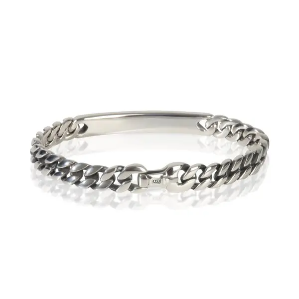 David Yurman Sterling Silver Diamond Id Bracelet