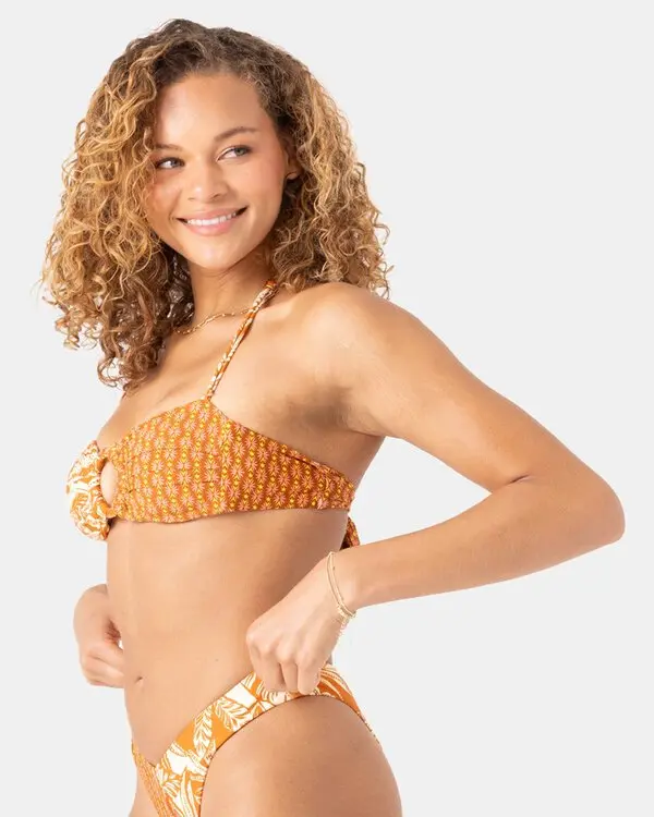 Roxy Printed Ring Bandeau Bikini Top - Rust Multi