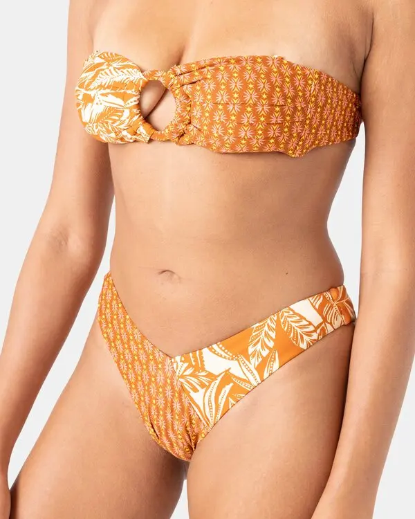 Roxy Printed Ring Bandeau Bikini Top - Rust Multi