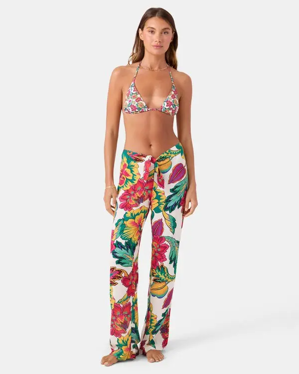 Roxy Beach Blossom Tie Front Cover Up Pant - Floral Multi