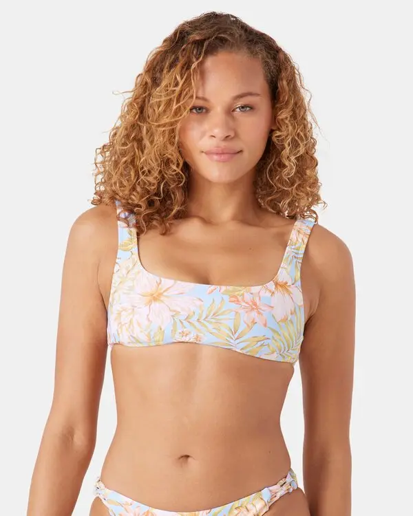 Roxy Square Neck Bralette Bikini Top - Blue Multi