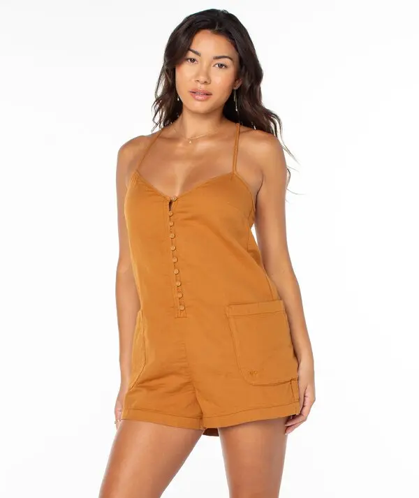 Roxy Sea Of Stars Romper - Cathay Spice Solid