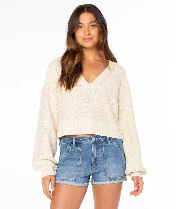 Roxy Study Hall Top - Parchment Solid