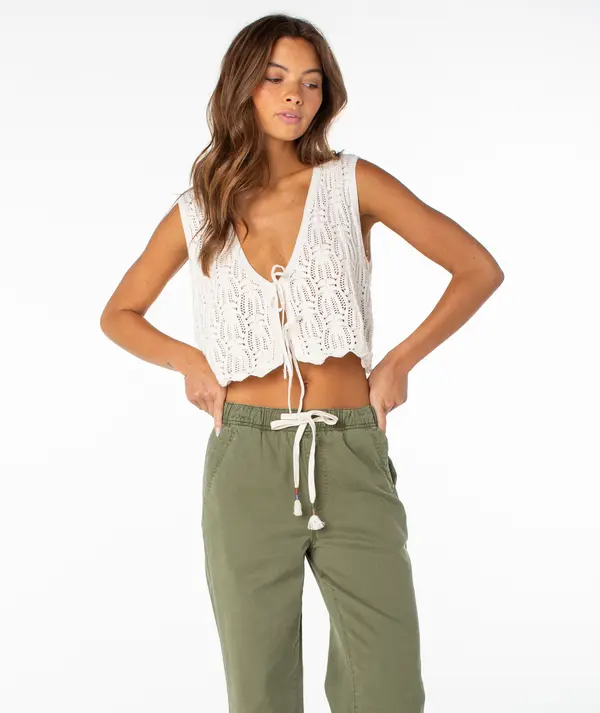 Roxy Beach Bound Crochet Vest - Dew Solid