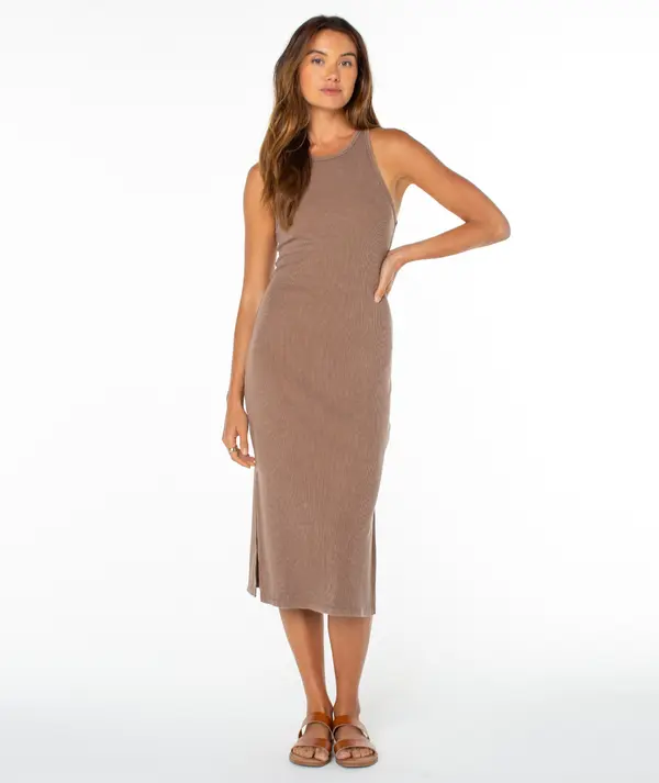 Roxy Emilia Midi Dress - Brownie Solid