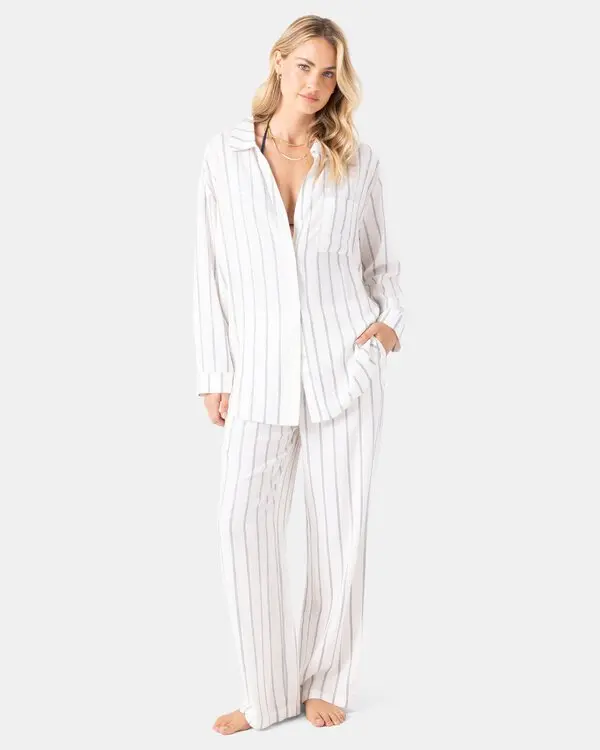 Roxy After Surf Stripe Cover Up Shirt Dress Kaftan