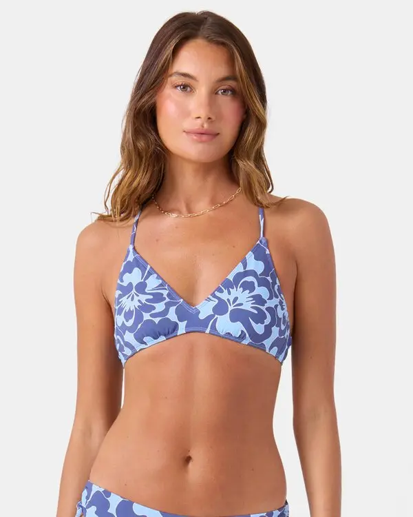 Roxy Tropic Drift Athletic Triangle Bikini Top - Blue Combo