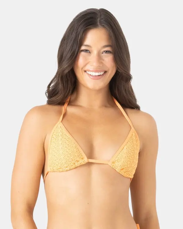 Roxy Crochet Mini Triangle Bikini Top - Papaya