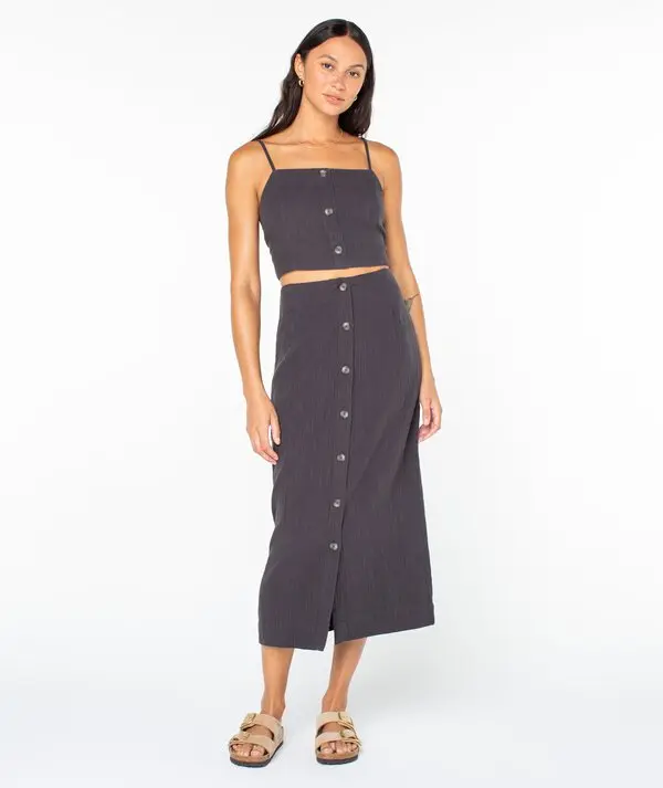 Roxy Island Nomad Maxi Skirt - Phantom Solid