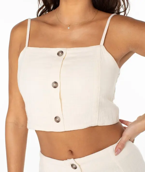 Roxy Island Nomad Cropped Top - Parchment Solid