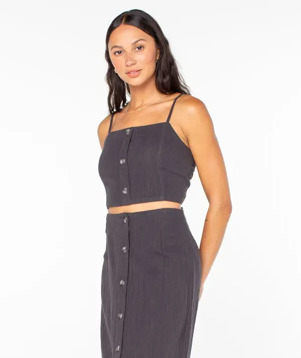 Roxy Island Nomad Cropped Top - Phantom Solid