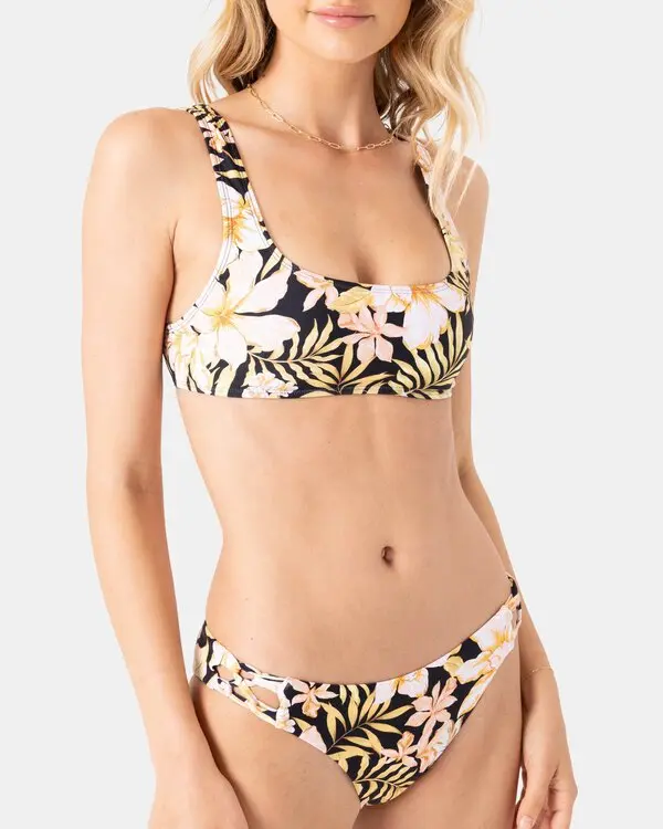Roxy Printed Lace Side Full Bikini Bottom