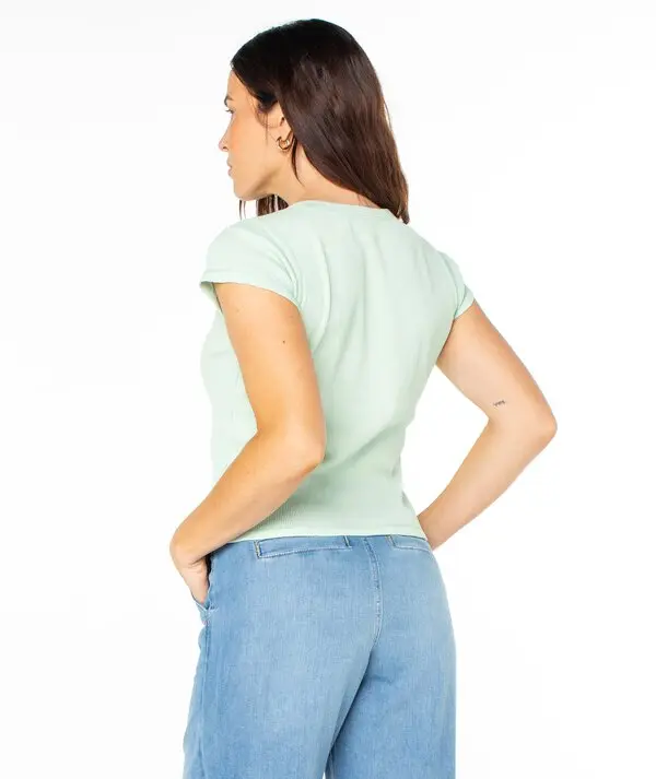 Roxy Patchwork Cotton Rib Baby Tee - Cameo Green Roxy Patchwork