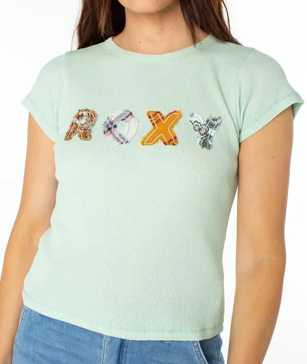 Roxy Patchwork Cotton Rib Baby Tee - Cameo Green Roxy Patchwork