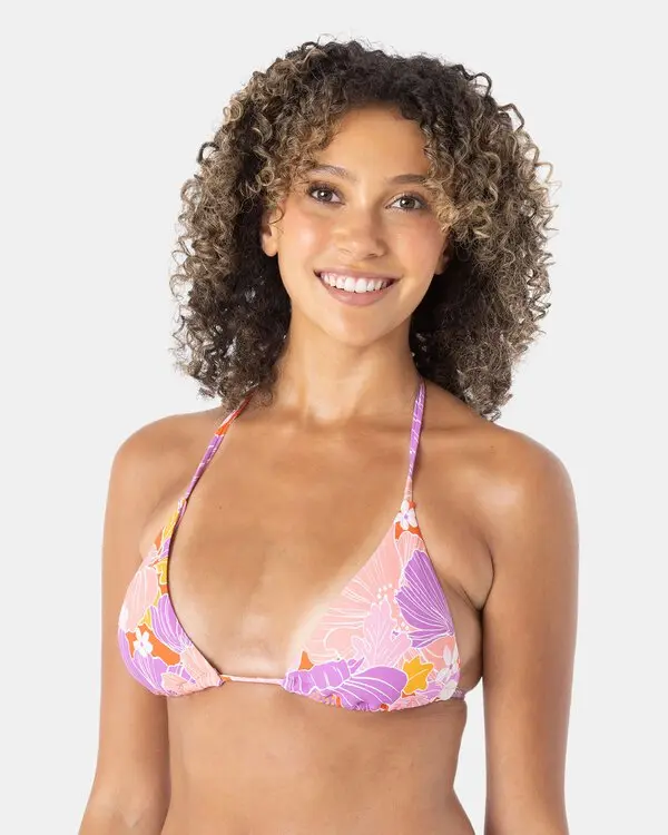 Roxy Bell Bottom Blooms Tiki Triangle Bikini Top - Lilac Multi