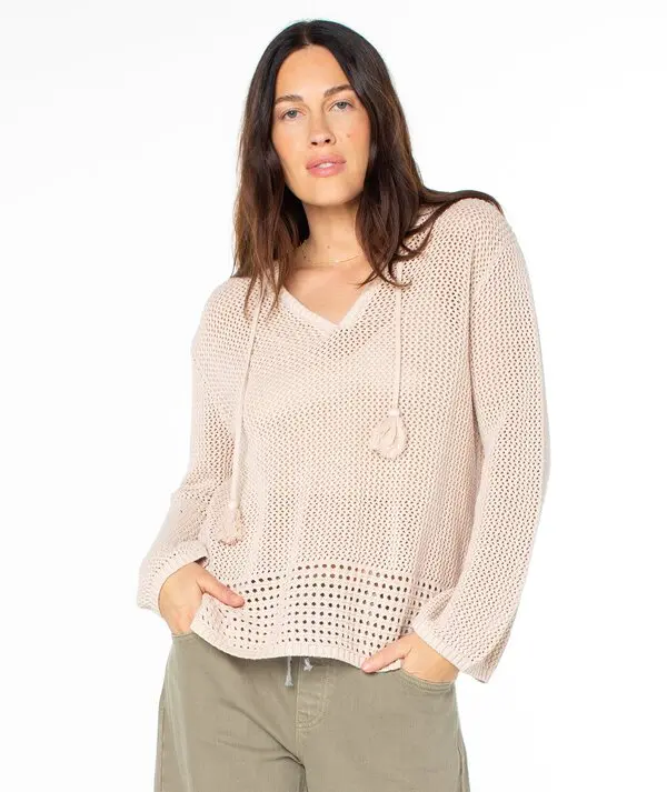 Roxy Relaxed Fit Hooded Tunic - Parchment Solid