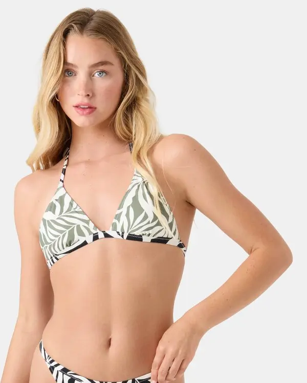 Roxy Printed Triangle Bikini Top - Black Combo